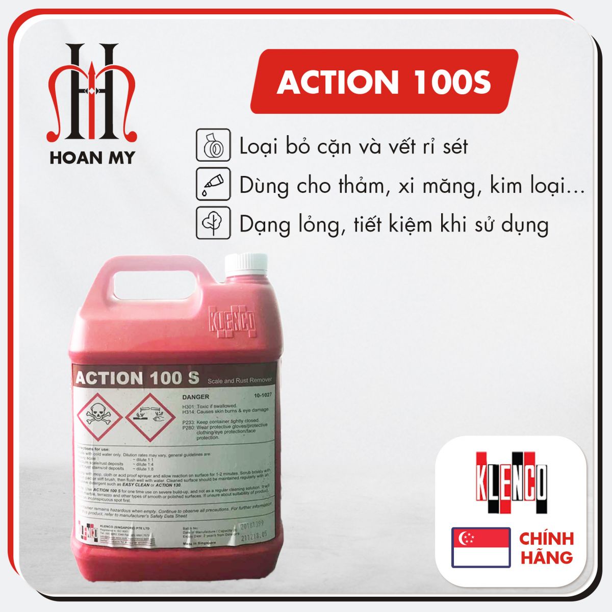 Hóa chất tẩy rửa cặn xi măng Action 100S Klenco